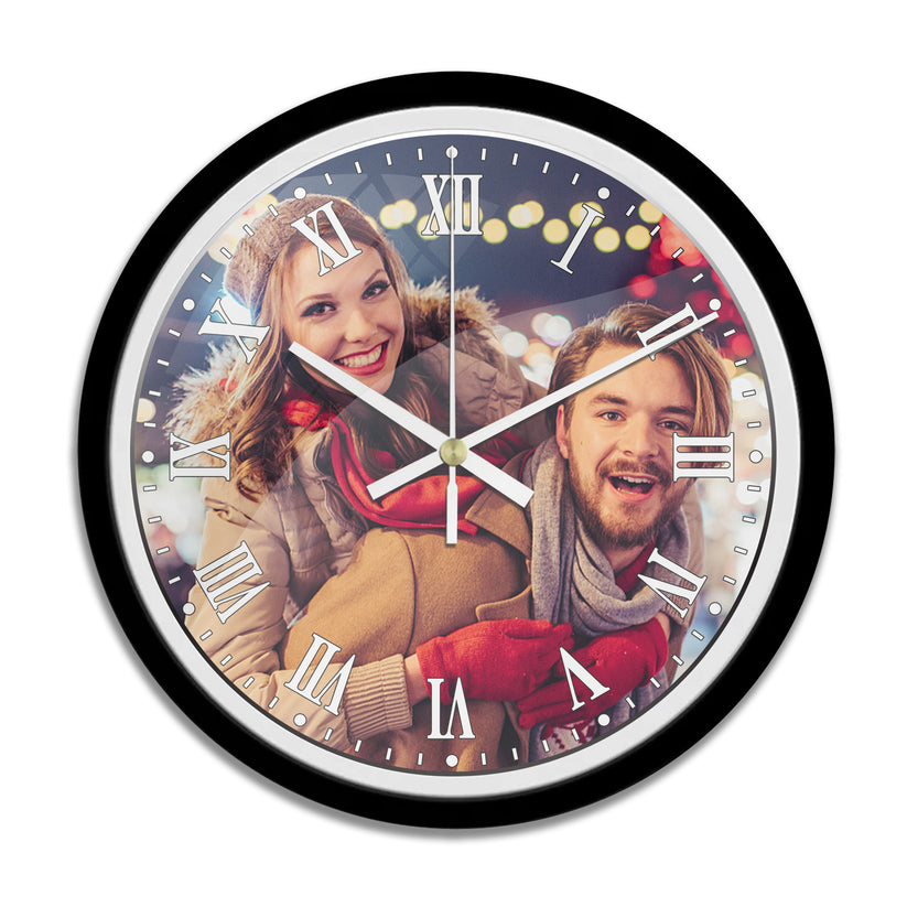 Custom Photo Hanging Wall Clock with Glass Cover with Frame Clock ...