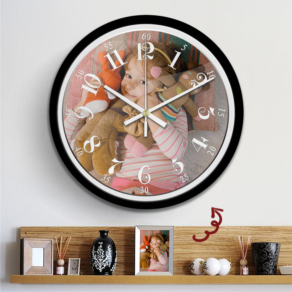 Custom Photo Hanging Wall Clock with Glass Cover with Frame Clock ...