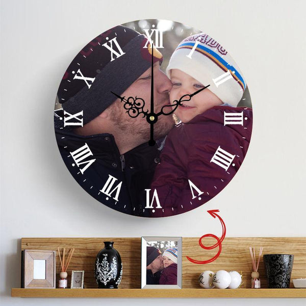 Personalized Round Wall Clock - Custom Photo Keepsake Home Decor Gift ...