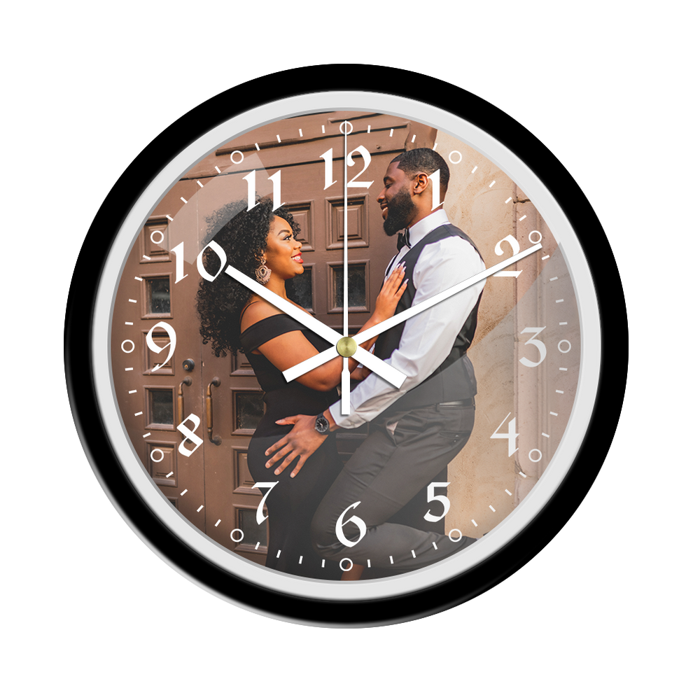 Custom Photo Hanging Wall Clock with Glass Cover with Frame Clock ...
