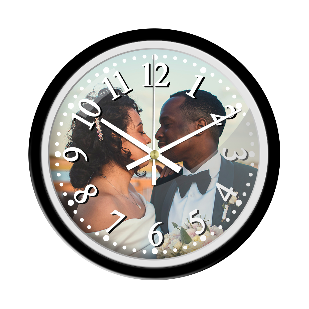 Custom Photo Hanging Wall Clock with Glass Cover with Frame Clock ...