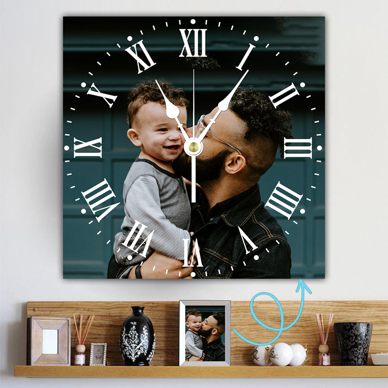 Personalized Clock Square Custom Wall Clock Gift With Photo – GiftInOne